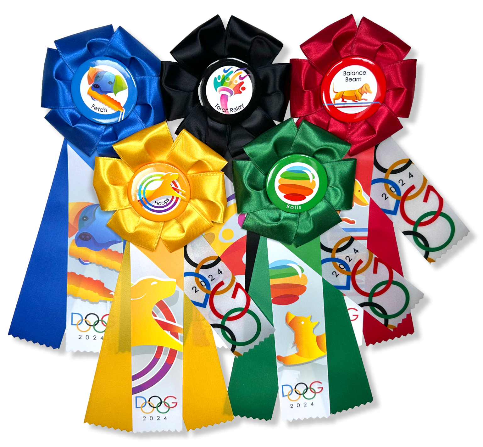 Dog-lympics Pentathlon Series Rosettes – Do More With Your Dog!